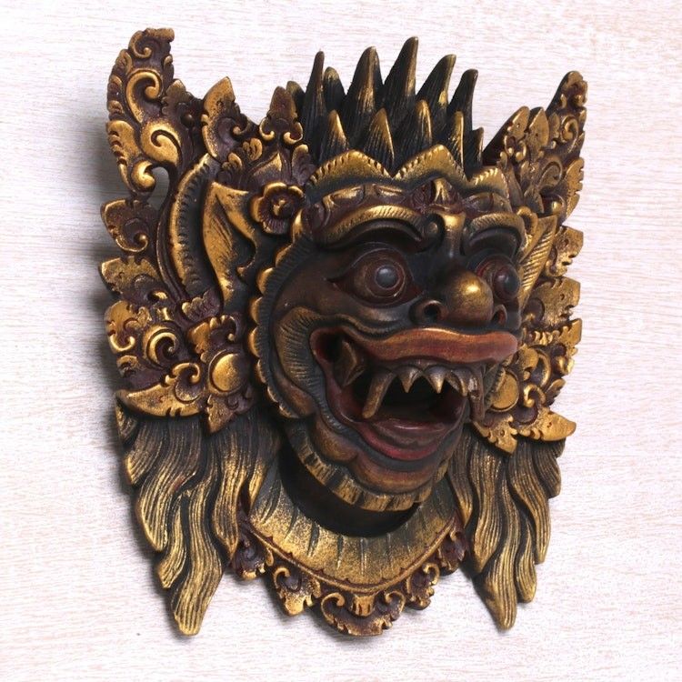 Acacia Wood Wall Mask from Indonesia 'Narasinga' | Handmade: A Global ...