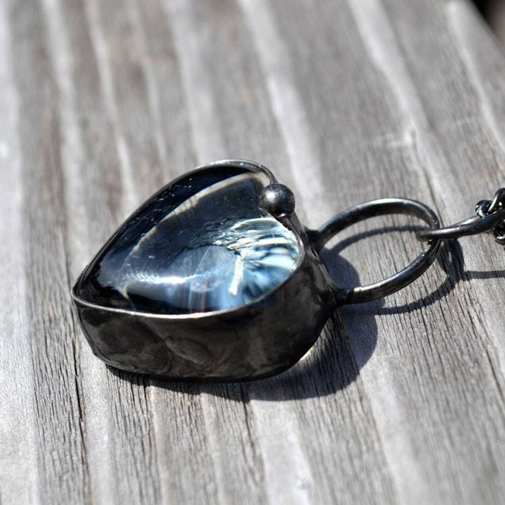 Chunky Glass Heart Necklace for Women, Artisan Handmade Statement ...