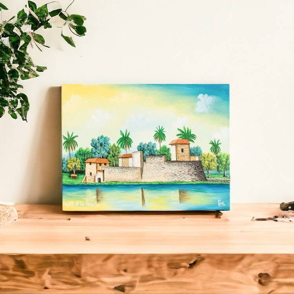 Signed Impressionist Oil on Canvas Castle Painting 'Castle of San ...