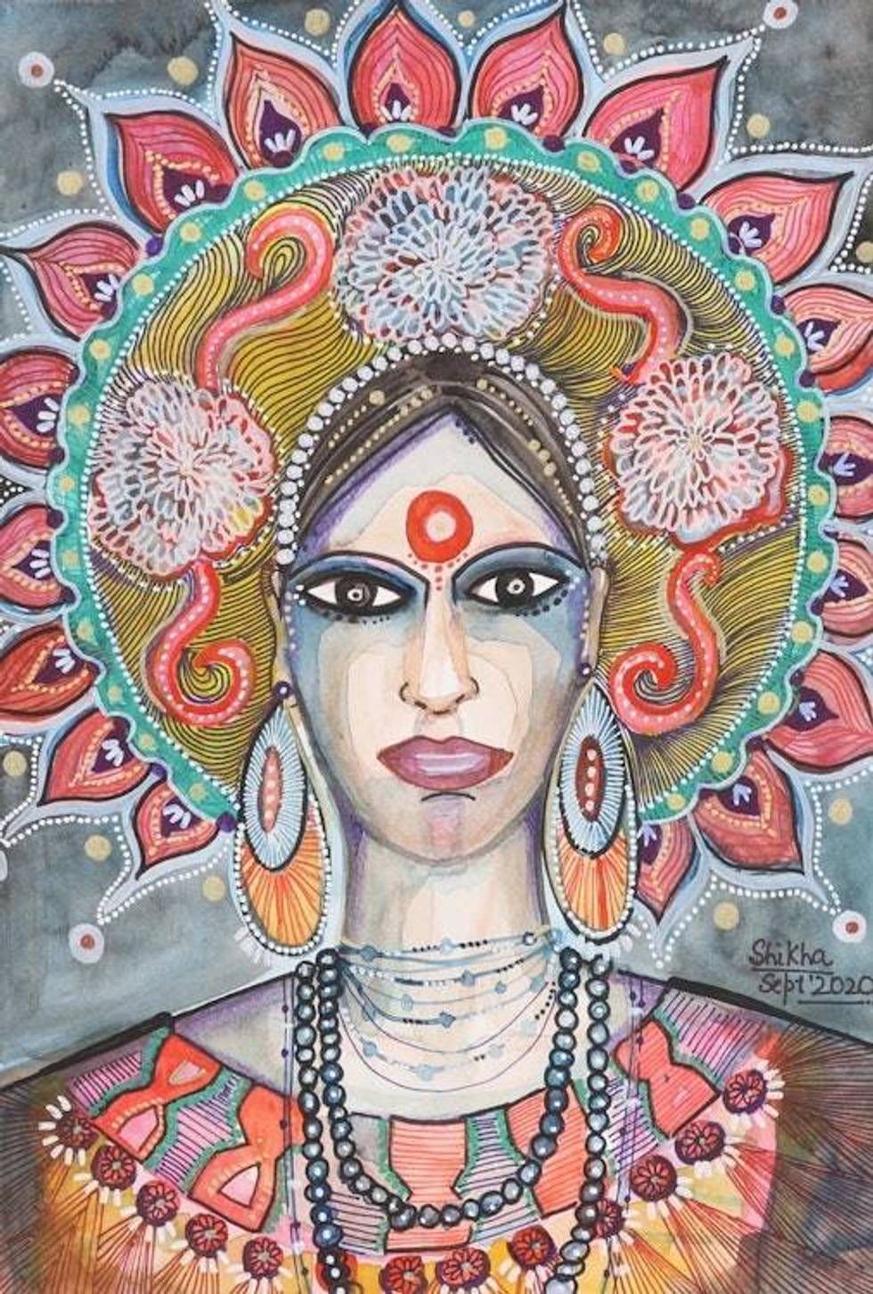 Watercolor Figure Painting on Handmade Paper 'Divine Aura' | Handmade ...