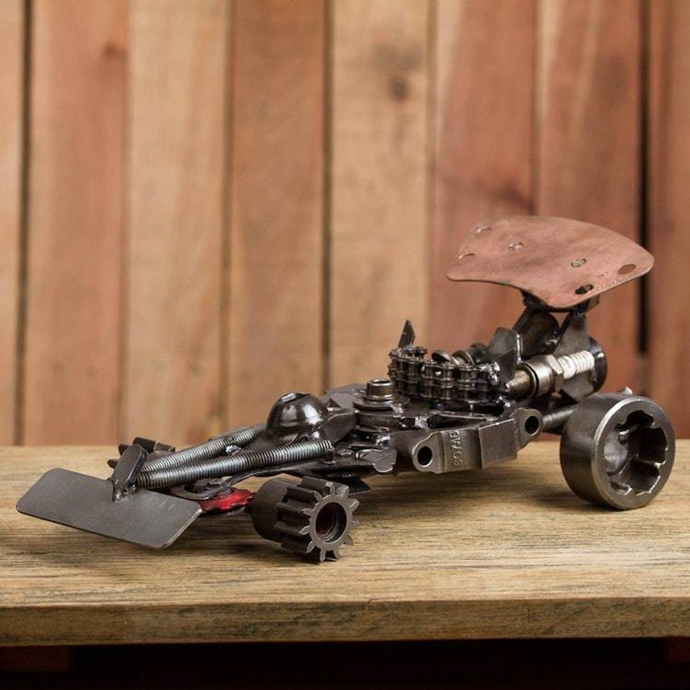 Recycled Metal Auto Part Formula One Car Sculpture 'Formula One Car ...
