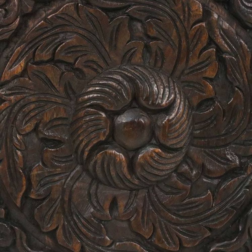 Hand Carved Floral Relief Wood Sculpture from Thailand 'Heart of the ...