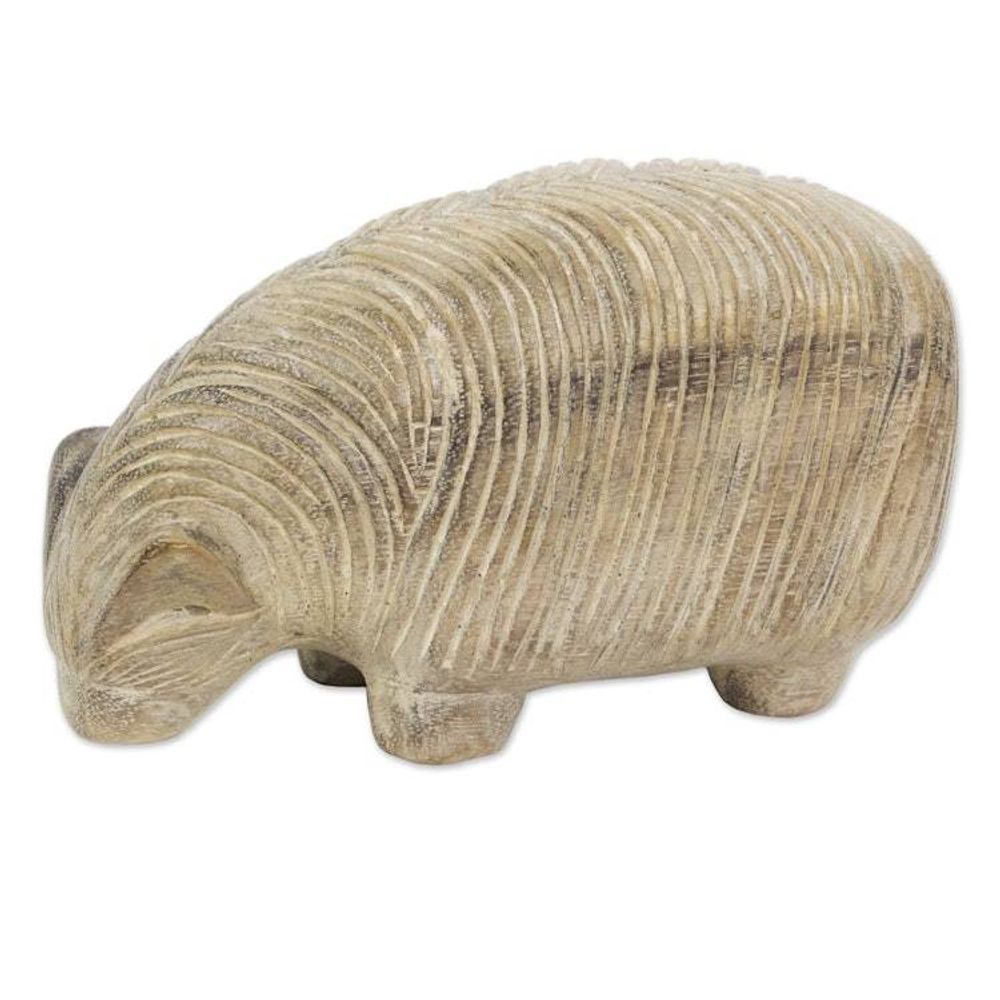 Hand Made Wood Sculpture of a Sheep from Thailand 'Grazing Sheep ...