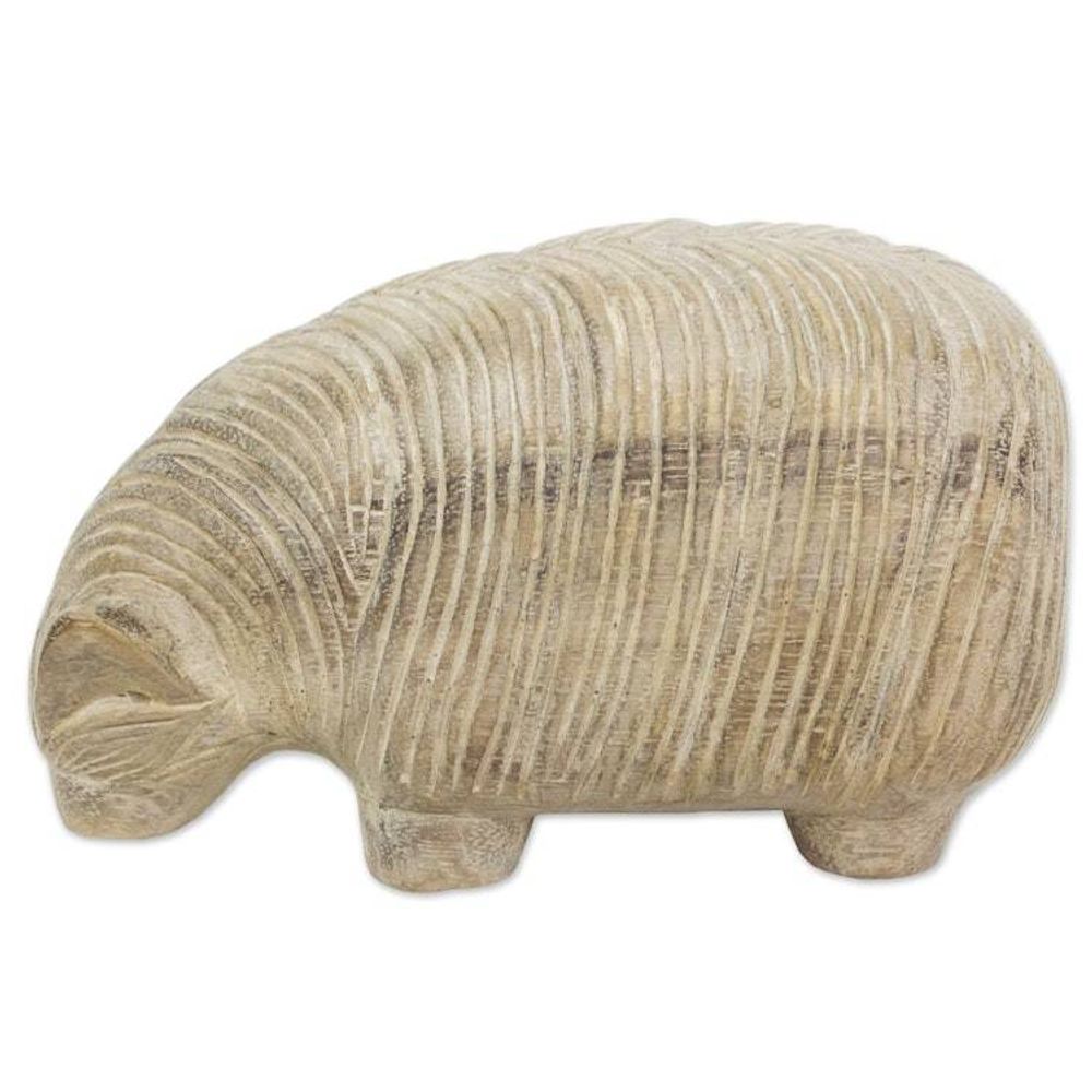 Hand Made Wood Sculpture of a Sheep from Thailand 'Grazing Sheep ...