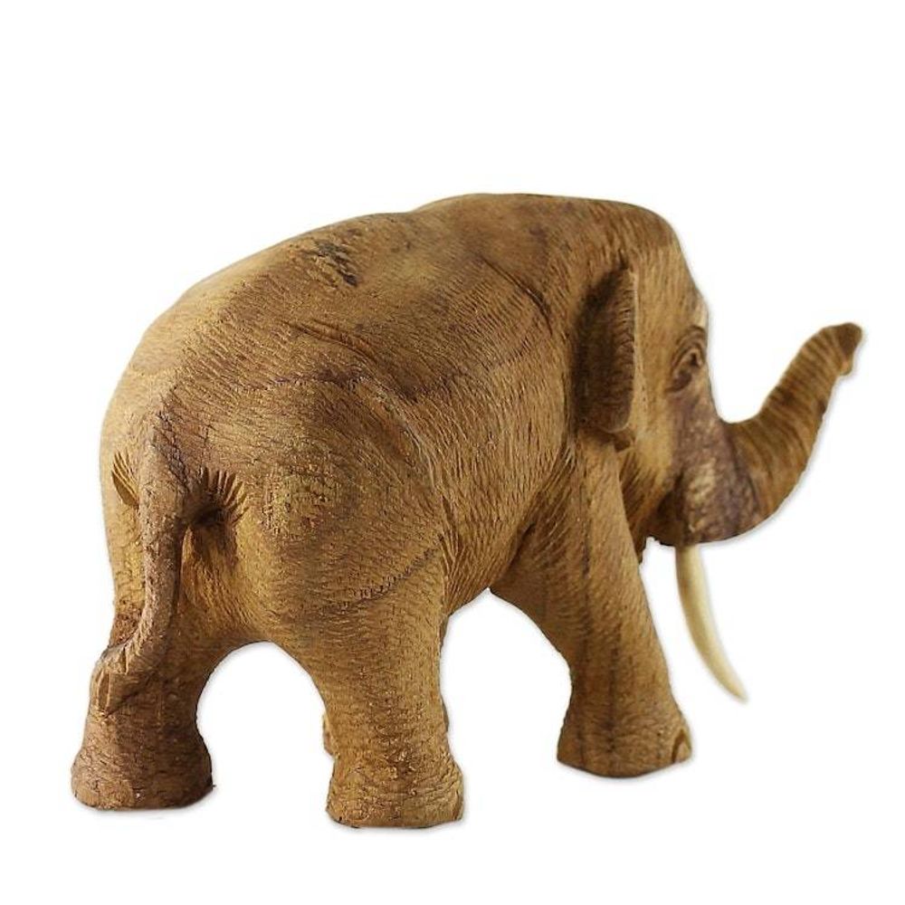 Hand Carved Thai Rustic Teak Wood Sculpture of an Elephant 'Elephant ...