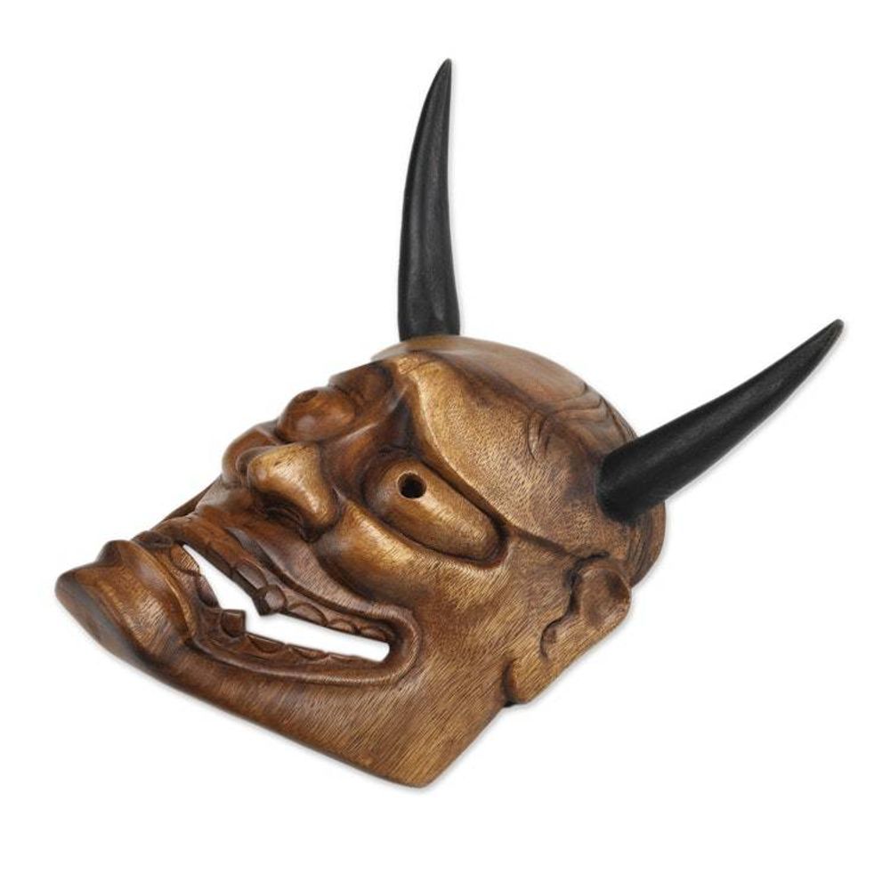 Balinese-Made Hand-Carved Suar Wood Mask of Ancient Devil 'Ancient ...